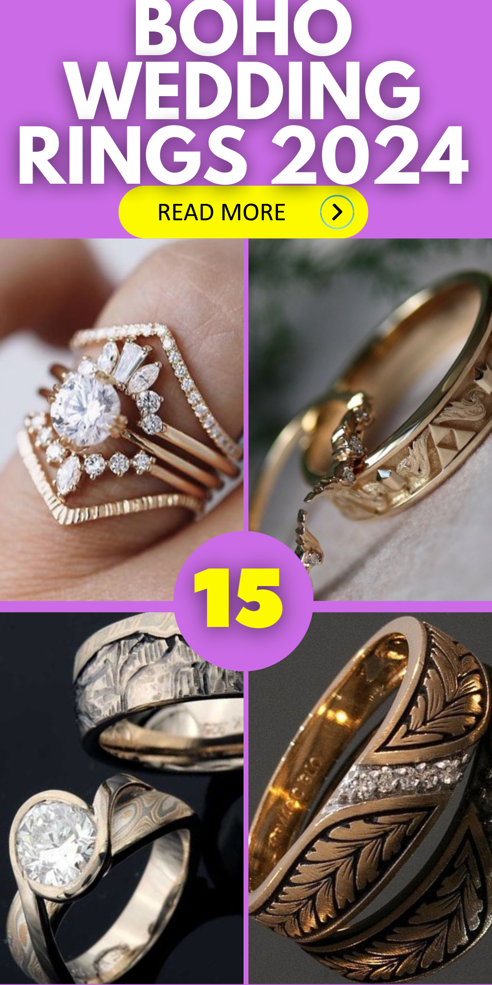 Boho Wedding Rings 2024: Unique Engagement Sets, Silver, Rose Gold, Men ...