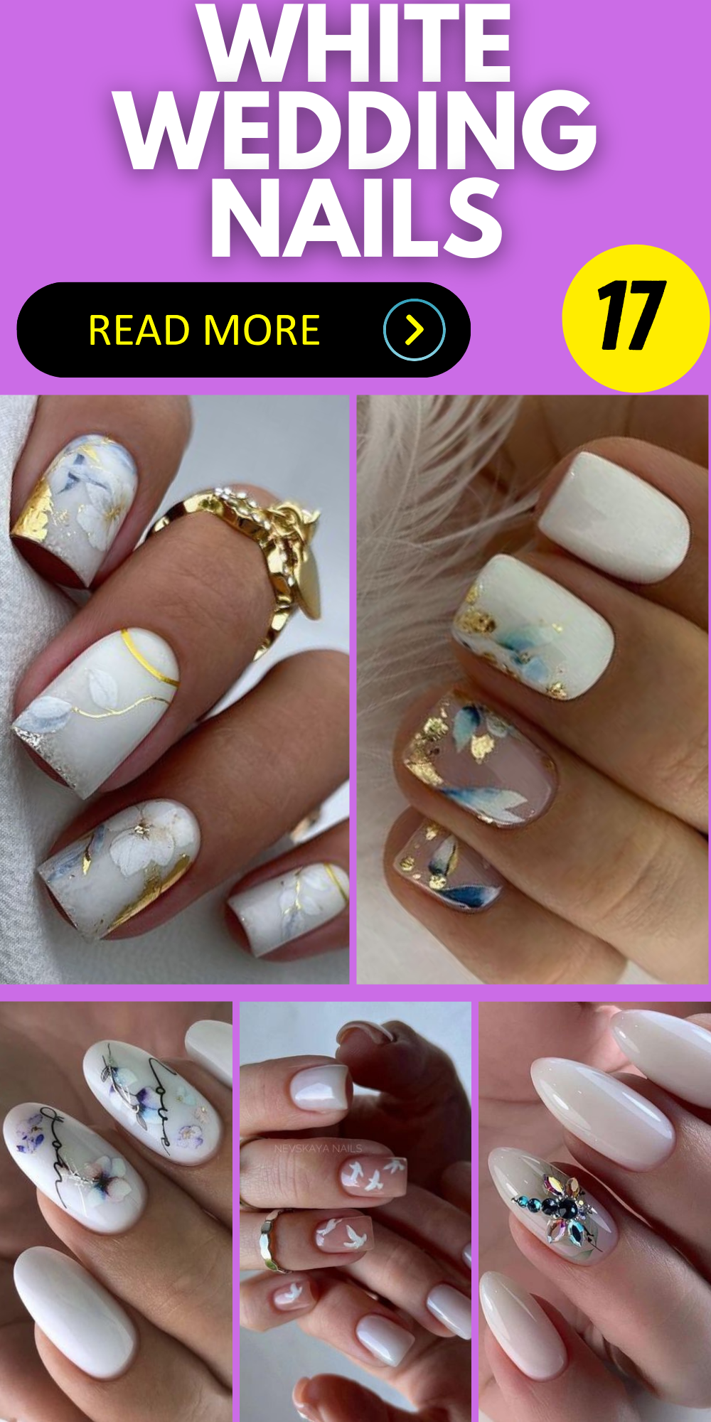 Elegant White Wedding Nails: Blue, Black, Red, and Gold Designs for the ...