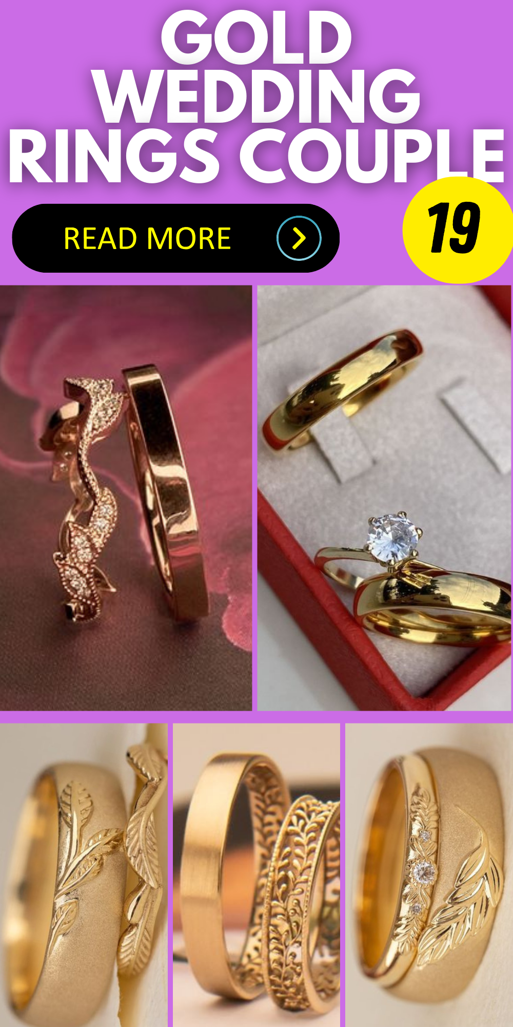 Yellow Gold Wedding Rings - Vintage Sets for Couples, Round and Oval ...
