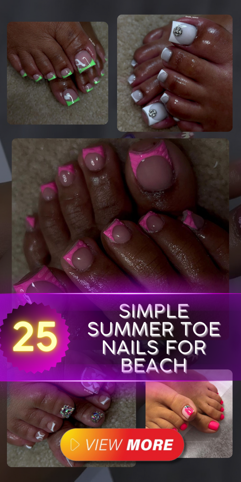 Simple Summer Toe Nails for Beach: Vacation-Themed Designs in Bright Colors