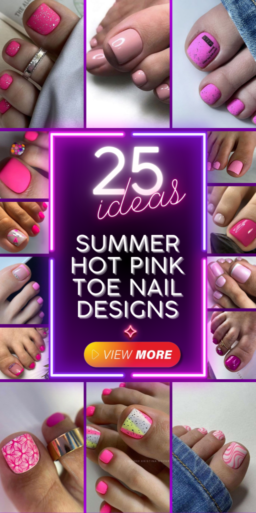 Summer Hot Pink Toe Nail Designs: Vibrant Ideas for Beach-Ready Toenails
