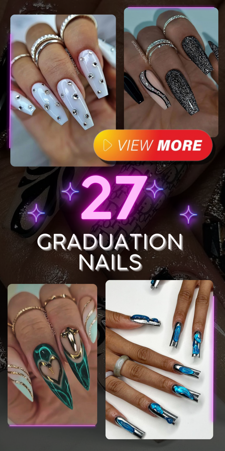 27 Graduation Nails Ideas: Simple White, Red, Black & Cute Acrylic ...