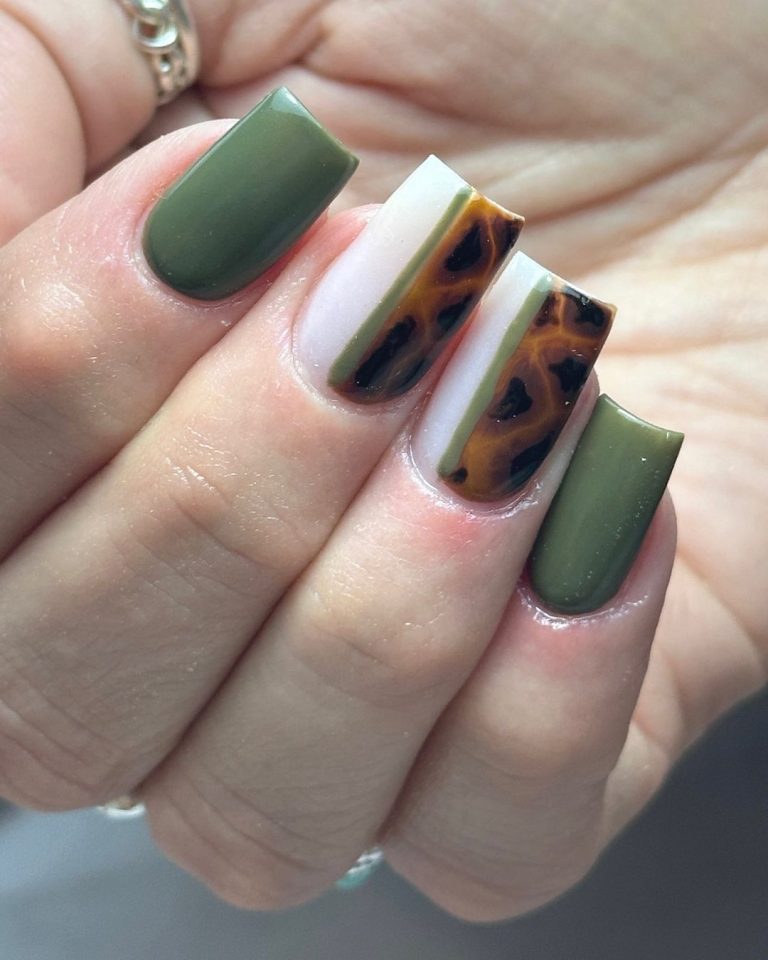 25 Olive Green Fall Nails 2024 Ideas: Matte, Chrome, and Aesthetic ...
