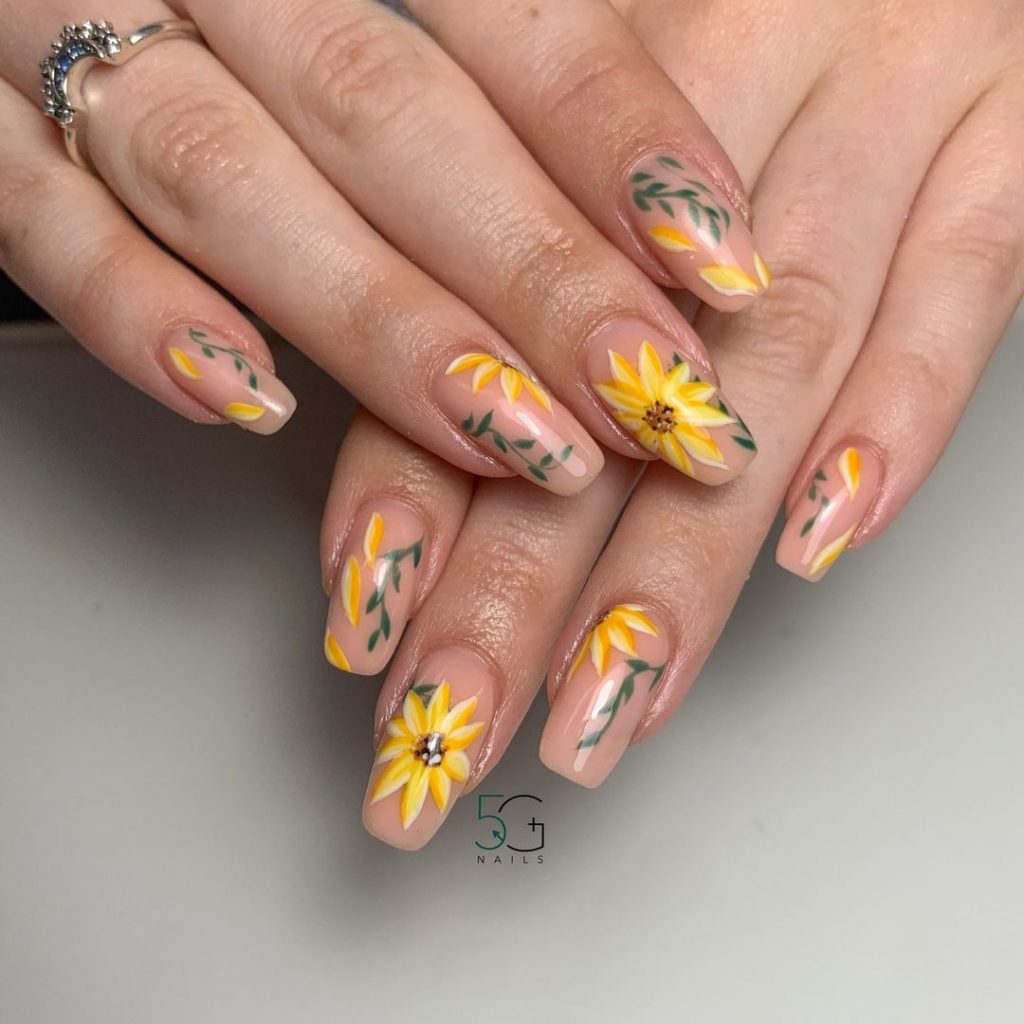 25 Fall Sunflower Nail Ideas for 2024 - Fall Update 2025