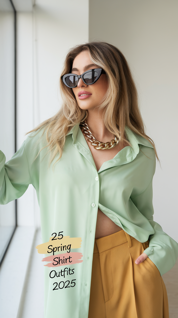 Spring Shirt Outfits 2025: Casual Looks for Women in White, Blue ...