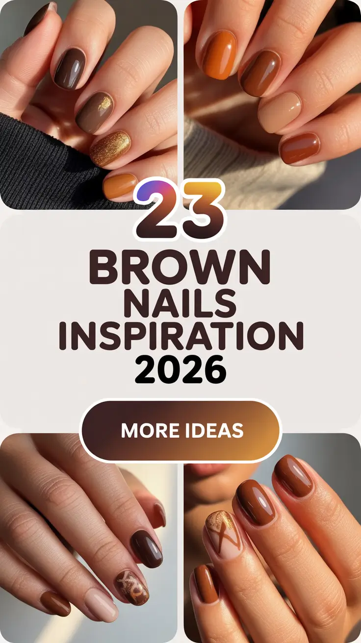 Brown Nails Inspiration 2026 Trendy Chocolate and Gold Design Ideas