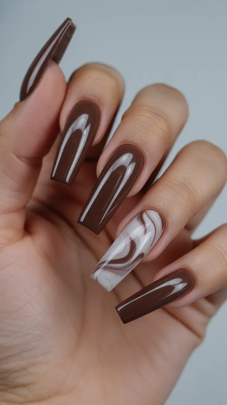 Brown Nails Inspiration 2026 Trendy Chocolate and Gold Design Ideas