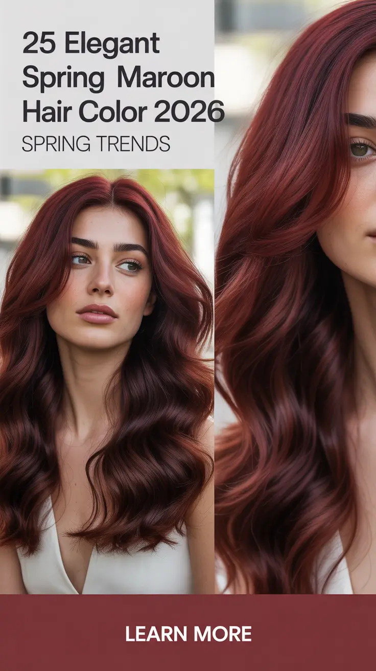 Elegant Spring Maroon Hair Color 2026 - Burgundy Ombre Ideas for Spring